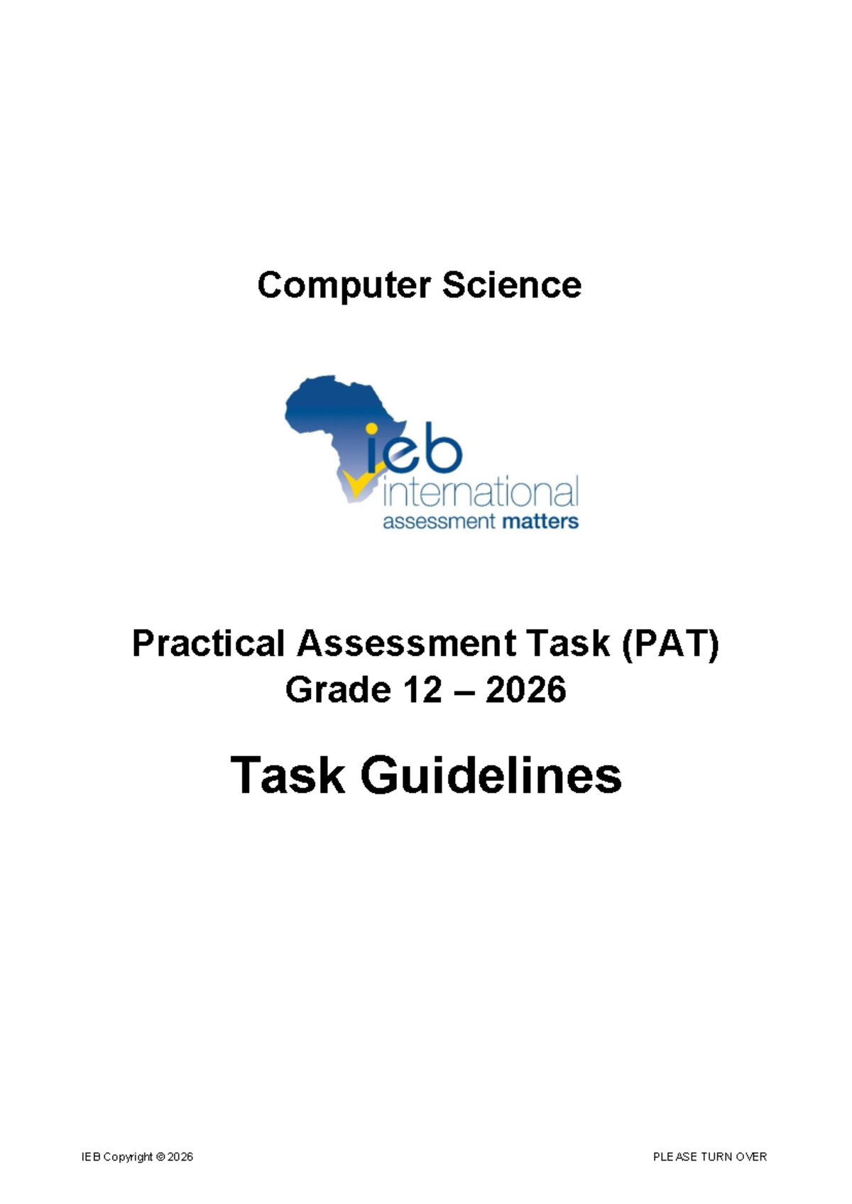 ISC Grade 12 Computer Science PAT Task Guidelines 2026 - Studocu