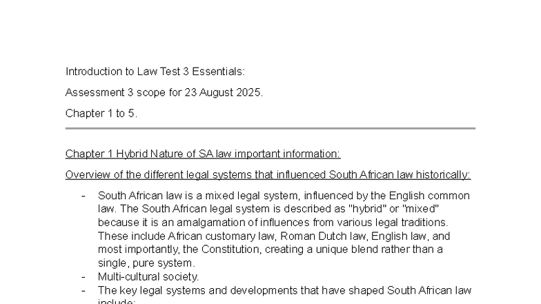 Introduction to Law Test 3: Key Concepts from Chapters 1-5 - Studocu