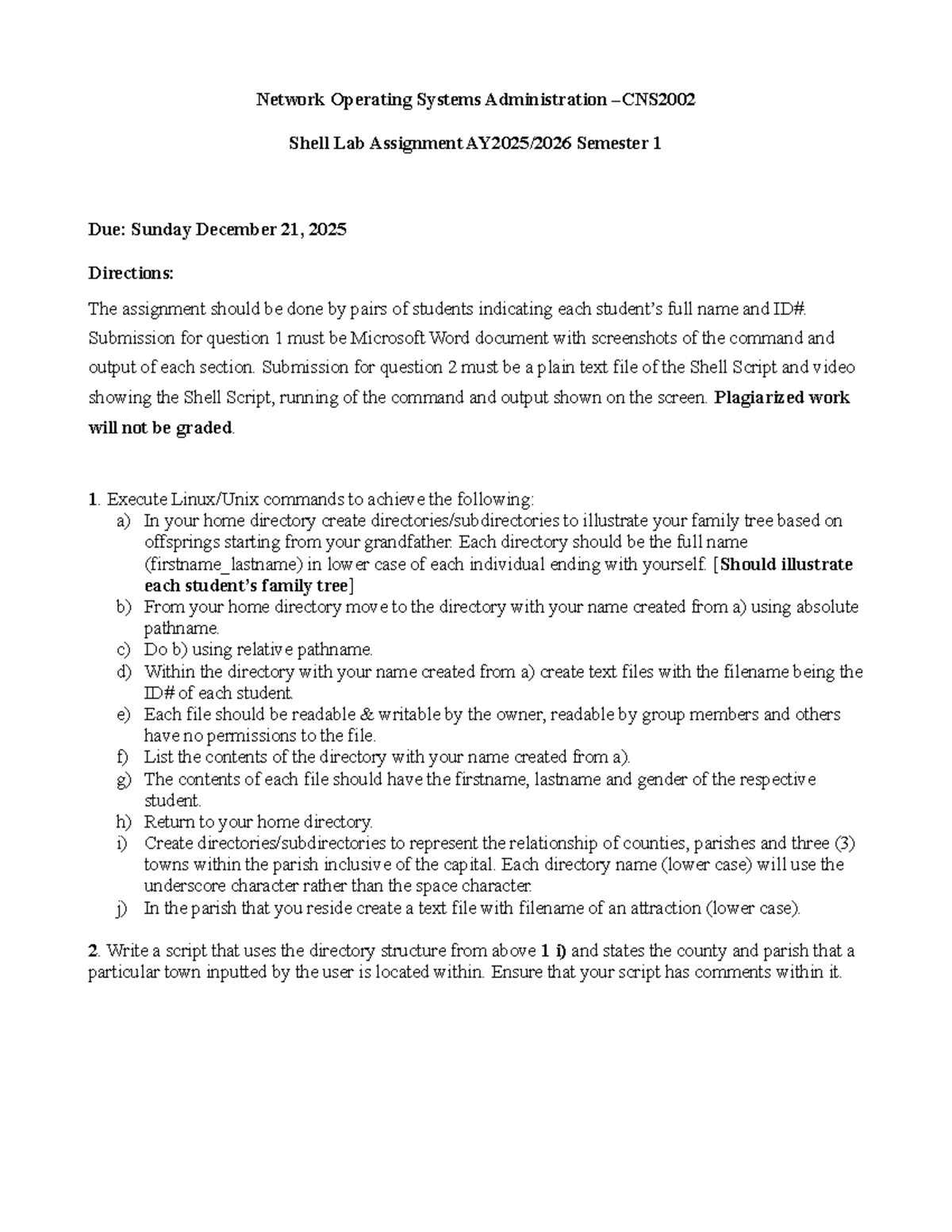 Network Operating Systems (NOS) Shell Lab Assignment - Sem 1 - Studocu