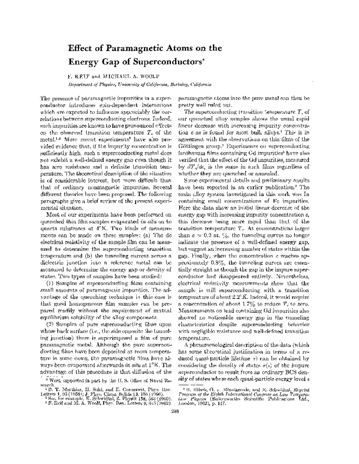 Effect of Paramagnetic Atoms on Superconductors' Energy Gap - Studocu