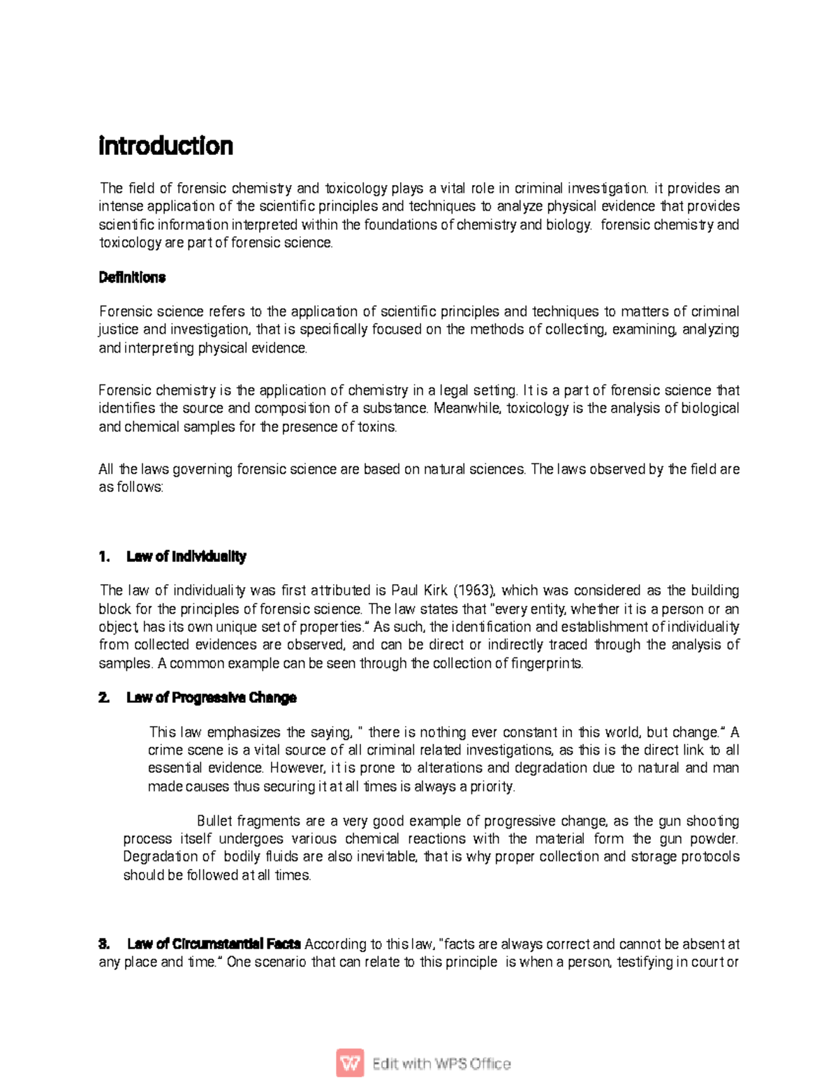 UNIT 1 Forensic 3: Comprehensive Review of Forensic Chemistry and ...