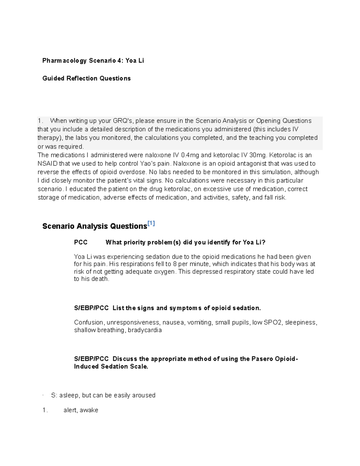 Pharmacology Scenario 4: Yoa Li - VSim Analysis & Answers - Studocu