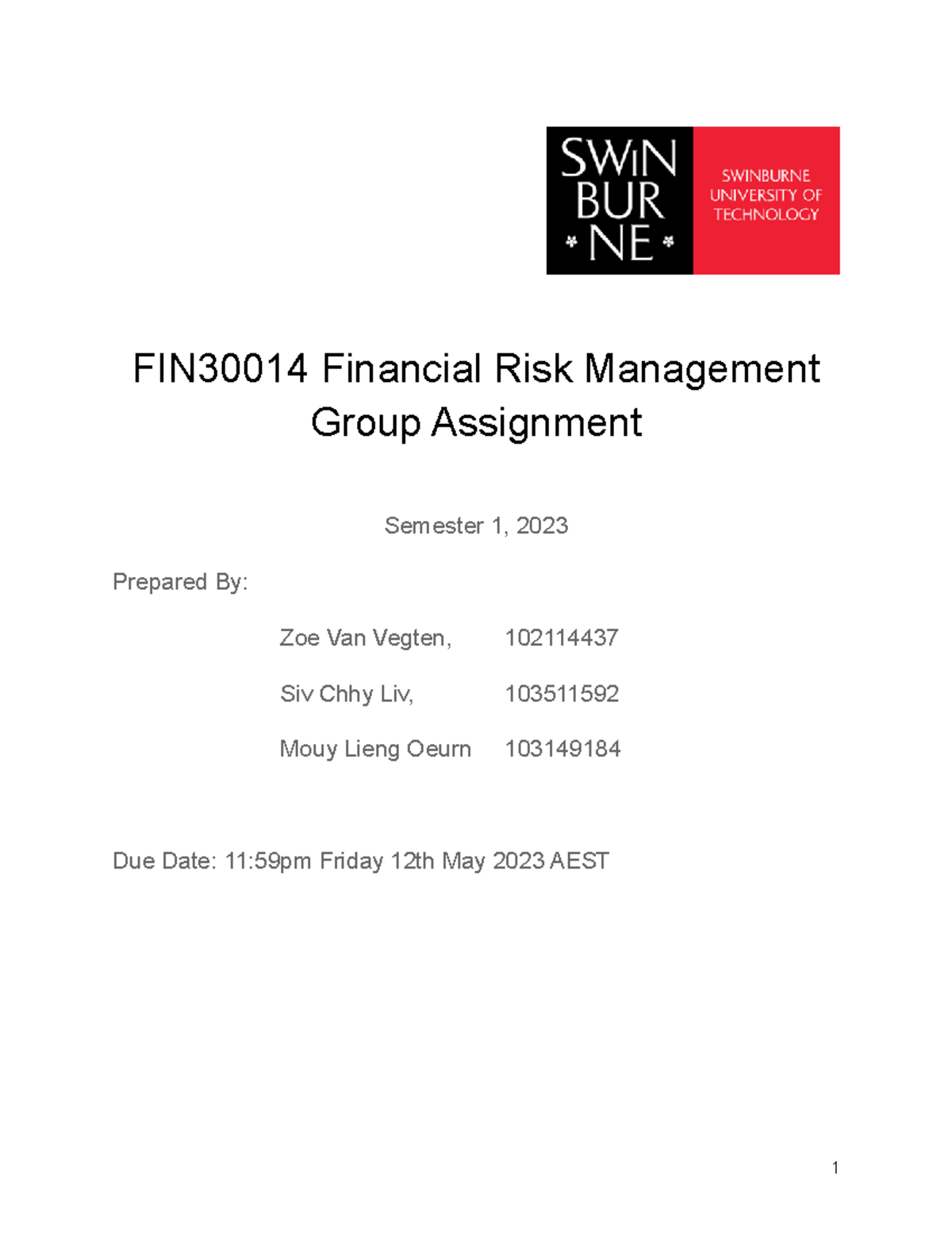 FIN30014 Financial Risk Management Group Assignment Analysis of Chevron ...