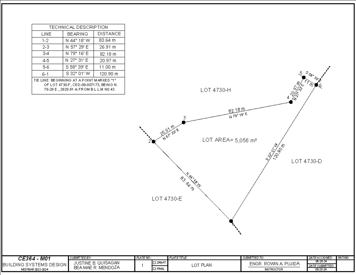 CE364 - Building Systems Design: Lot Plan and Technical Details - Studocu