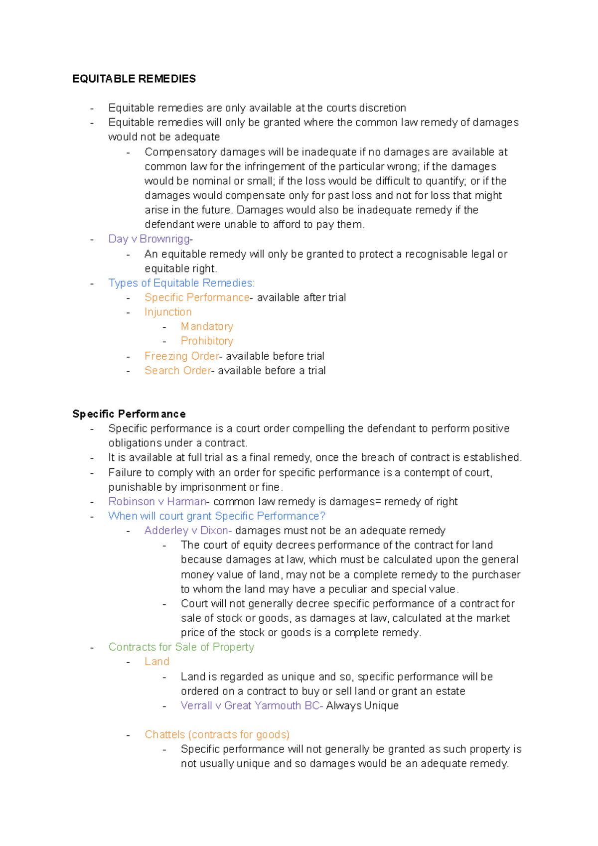 Equitable Remedies: Key Concepts and Case Summaries for Legal Studies ...