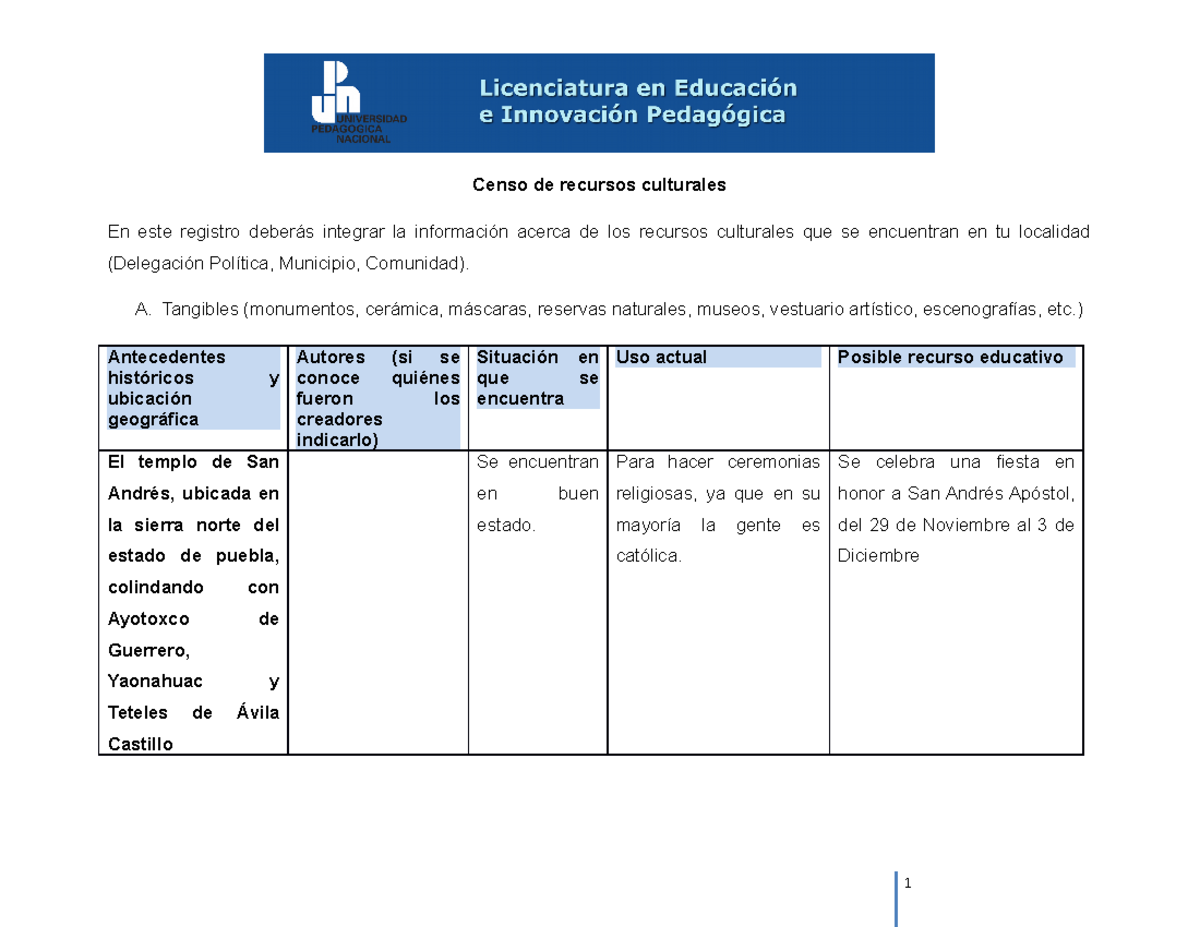 Recursos Culturales Locales: Censo y Educación Multicultural - Studocu