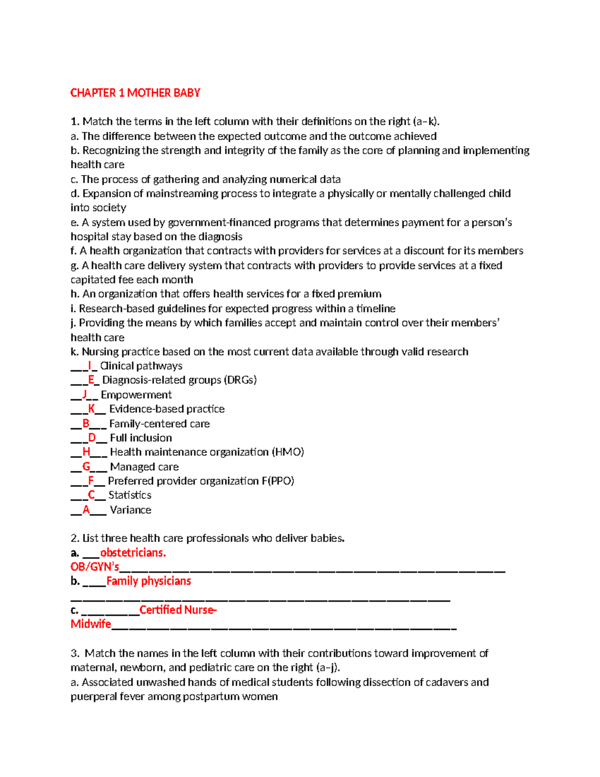 Chapter 1-5 Workbook: Maternal and Pediatric Health Concepts (BA) - Studocu