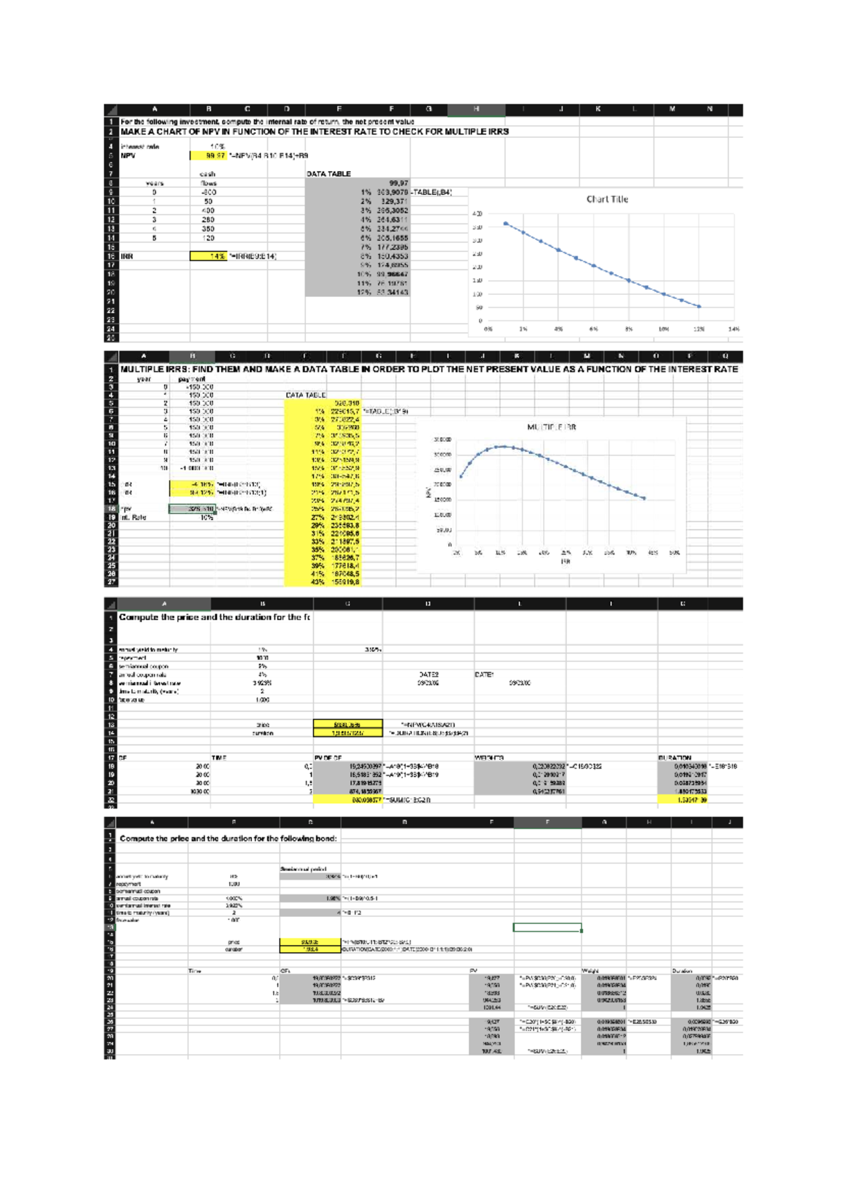 Esercizi Esame Excel: Calcolo NPV e IRR con Grafici - Studocu