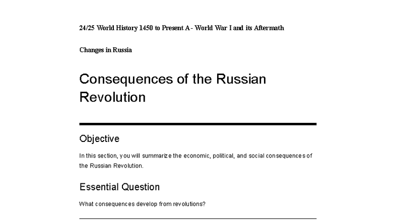 World History 1450 to Present: The Bolsheviks and the Russian ...