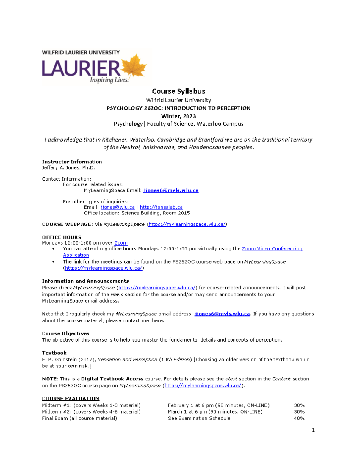 PS262 OC: Winter 2023 Course Syllabus by Prof. Jeffery A. Jones - Studocu