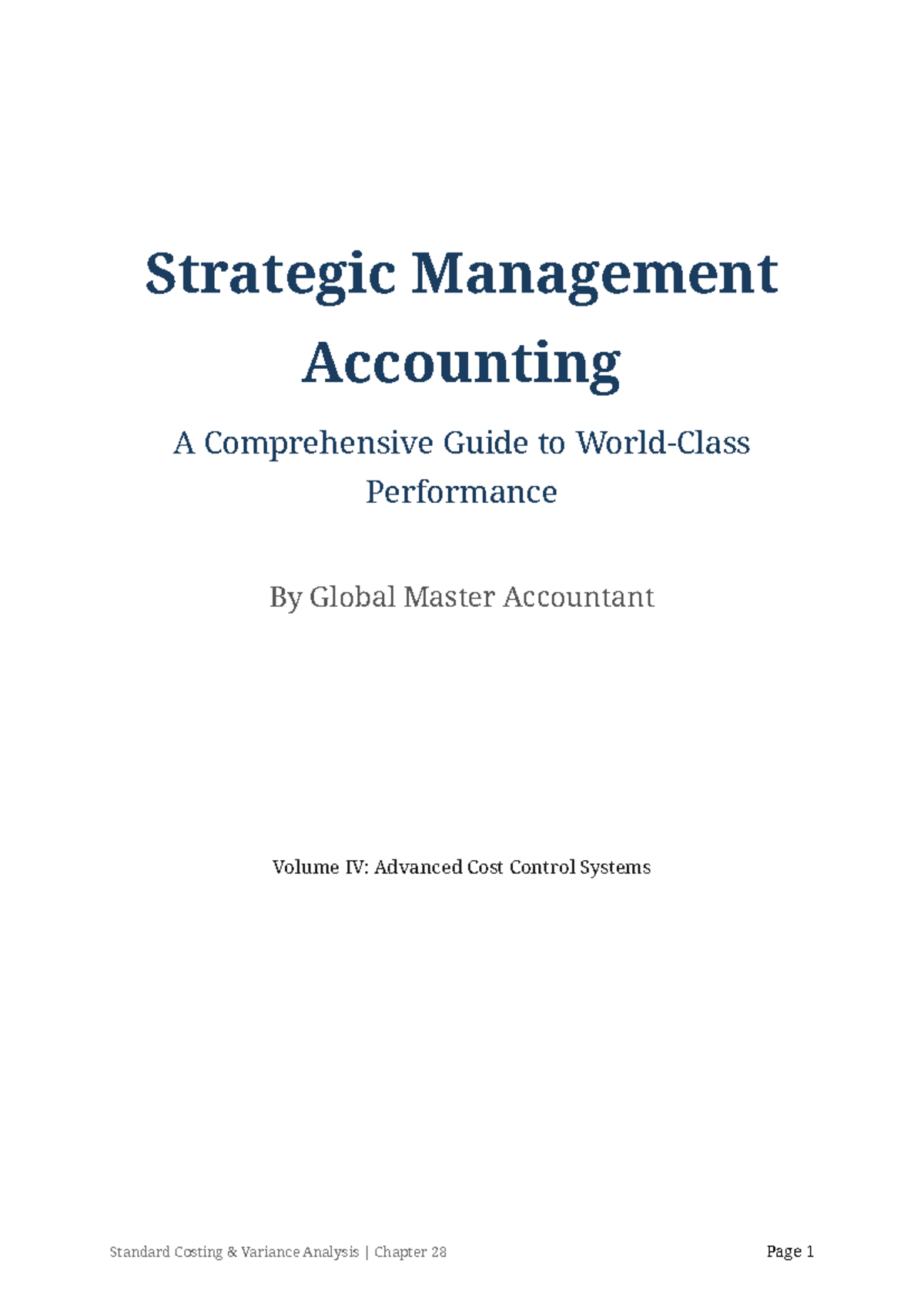 Strategic Management Accounting: Advanced Variance Analysis (PJK 6H5 ...