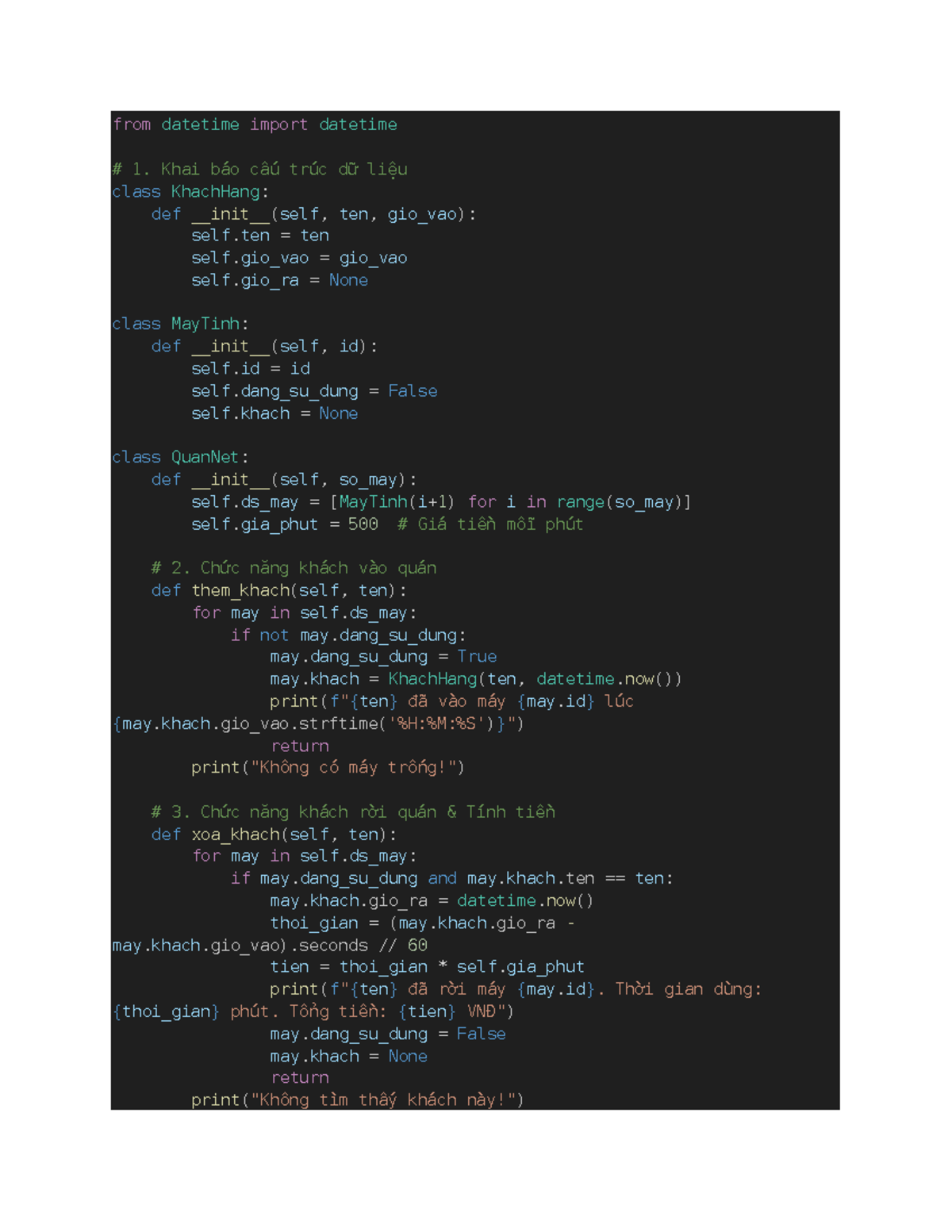 Quản Lý Quán Net: Code Phattien - Lập Trình Python - Studocu