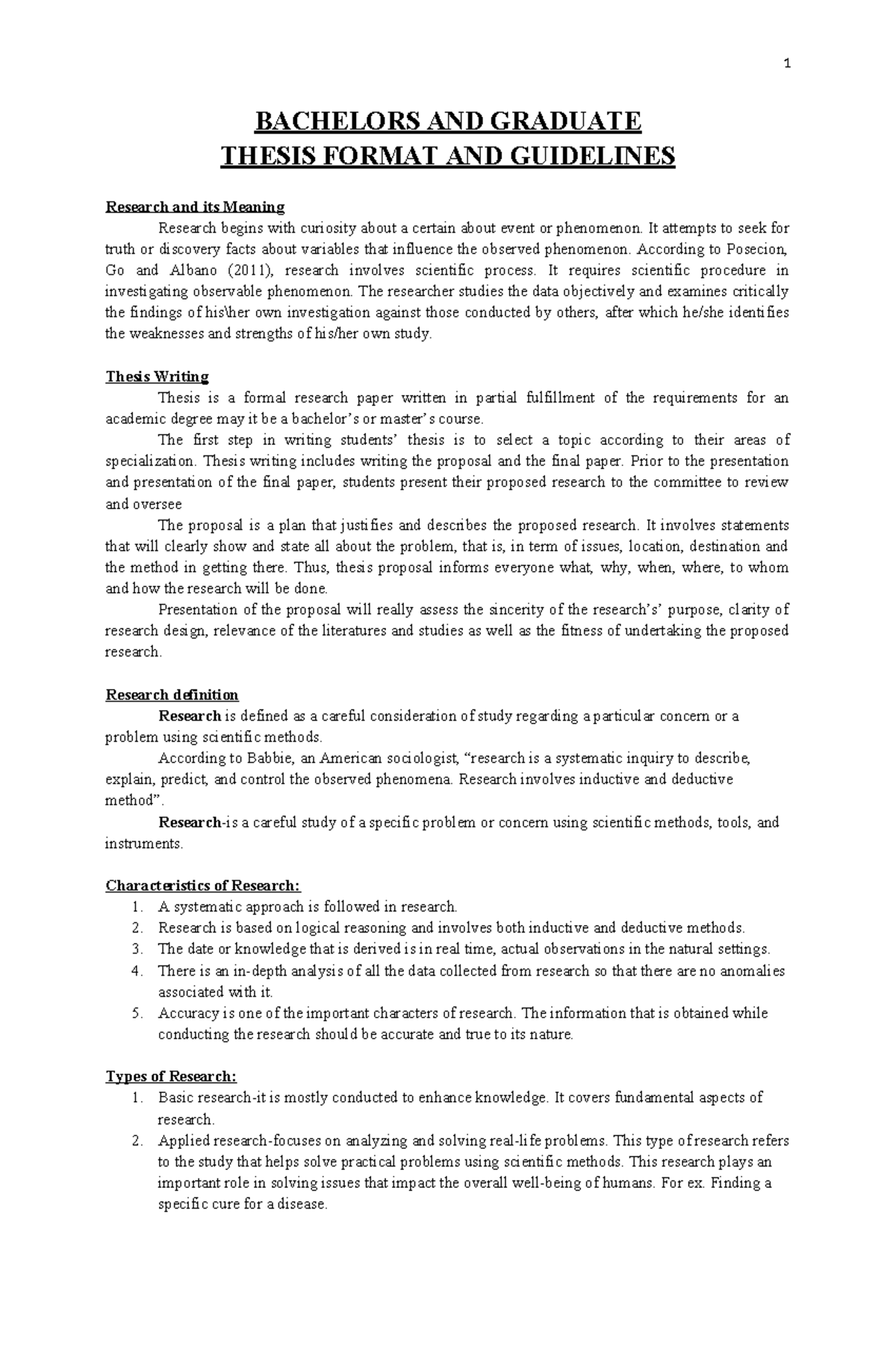 Thesis Format and Guidelines: Essential Lecture Notes for Students ...