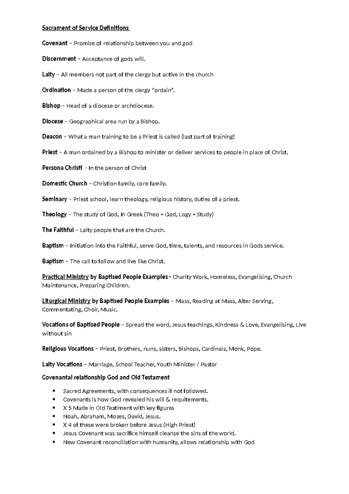 Sacrament of Service Definitions: Key Concepts and Roles in Ministry ...