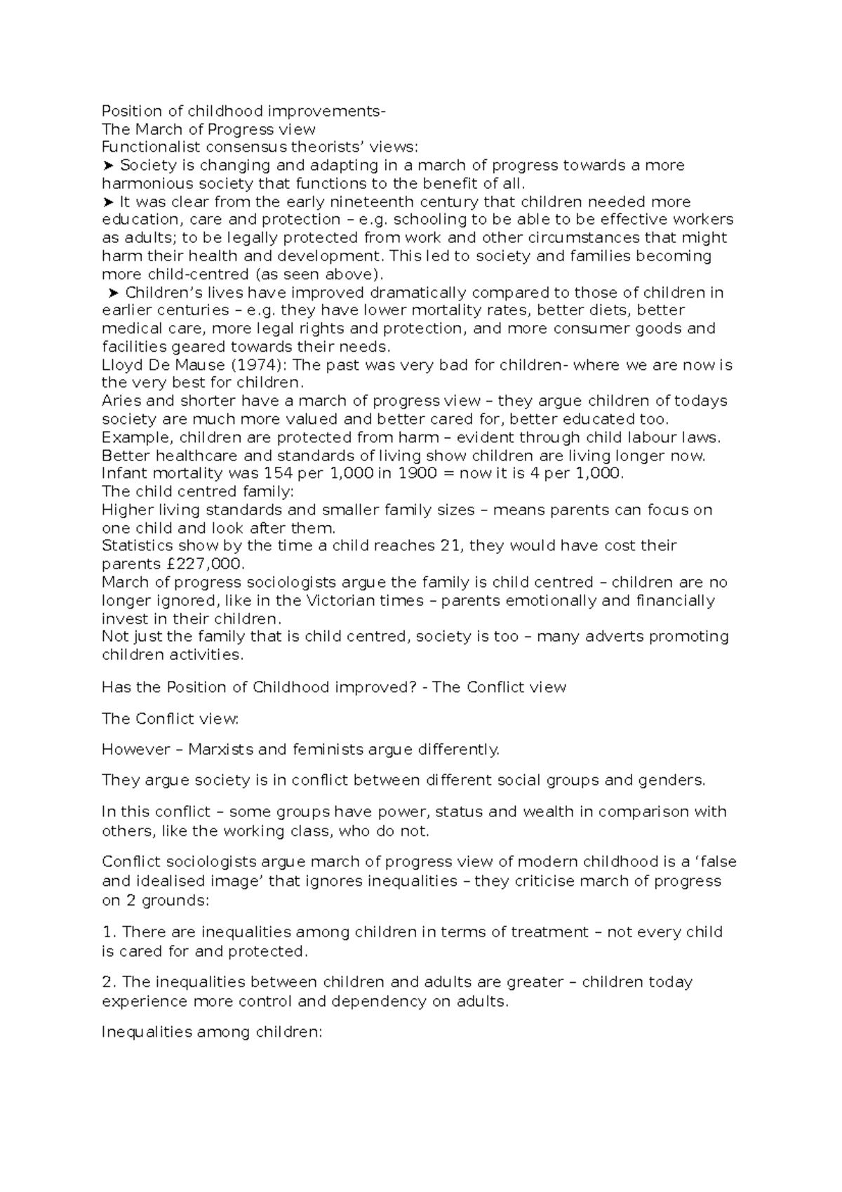 The March of Progress View on Childhood: Improvements and Critiques ...