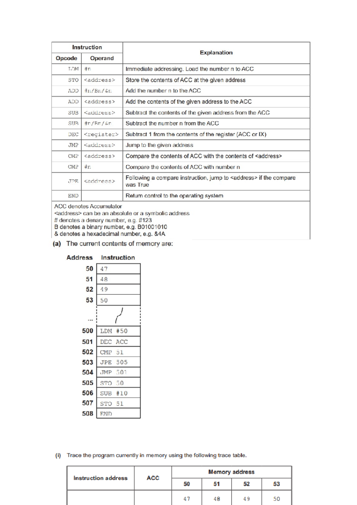 Assembly Language Homework: Opcode and Operand Explanation - Studocu