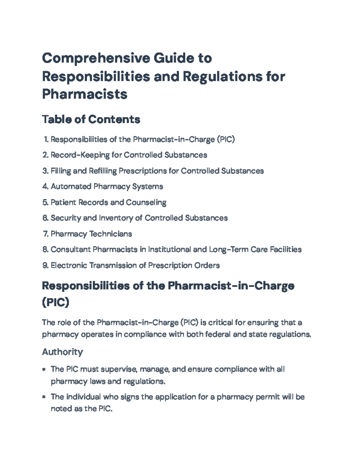 Comprehensive Guide to Pharmacist Responsibilities & Regulations ...