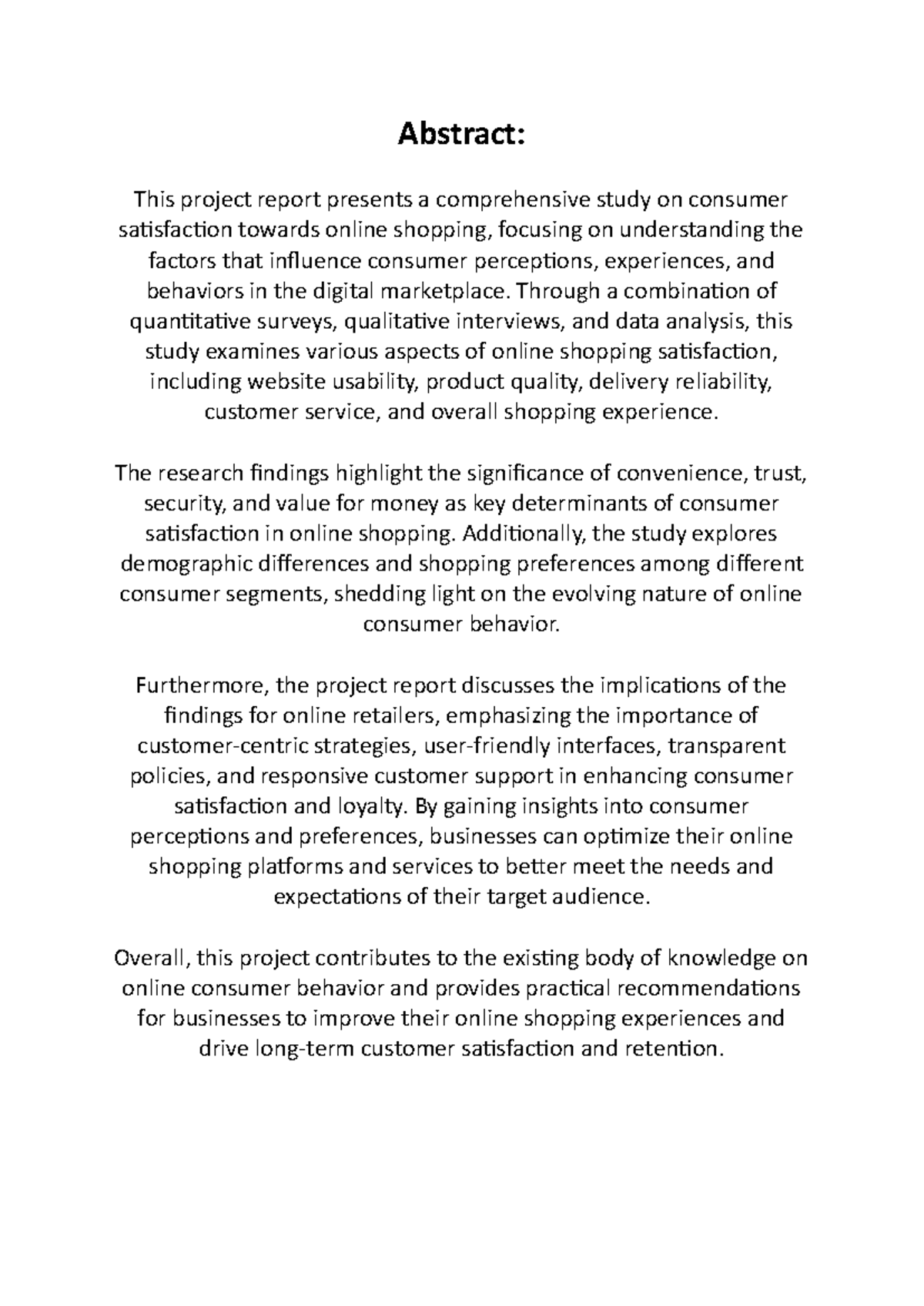 Consumer Satisfaction in Online Shopping: A Comprehensive Study - Studocu