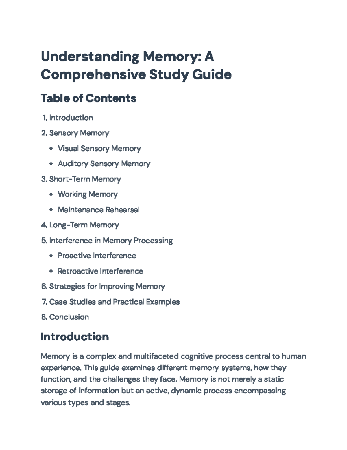 Understanding Memory: A Comprehensive Study Guide (Psychology 101 ...