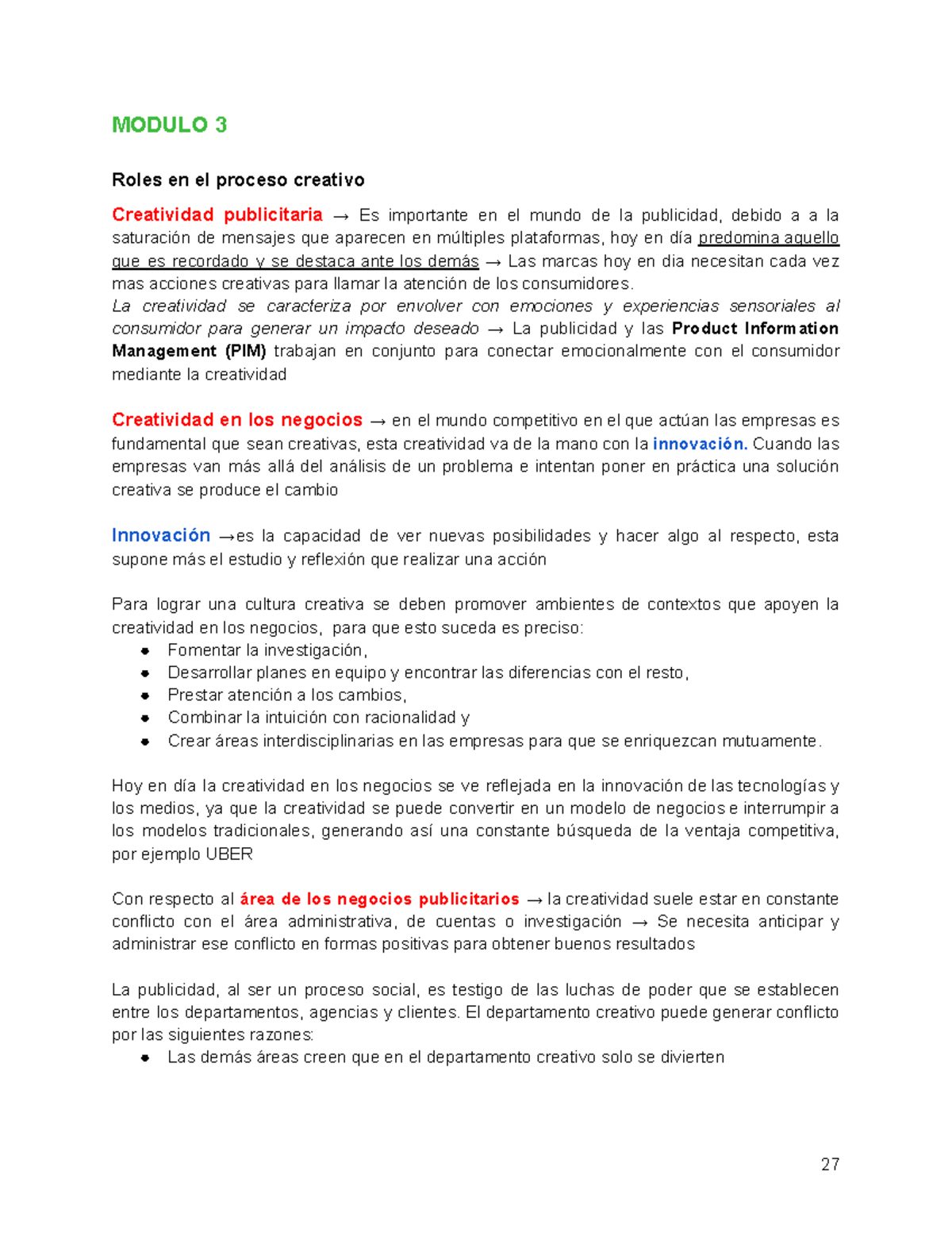 Resumen de Publicidad (M3 y M4): Roles y Medios en la Creatividad ...