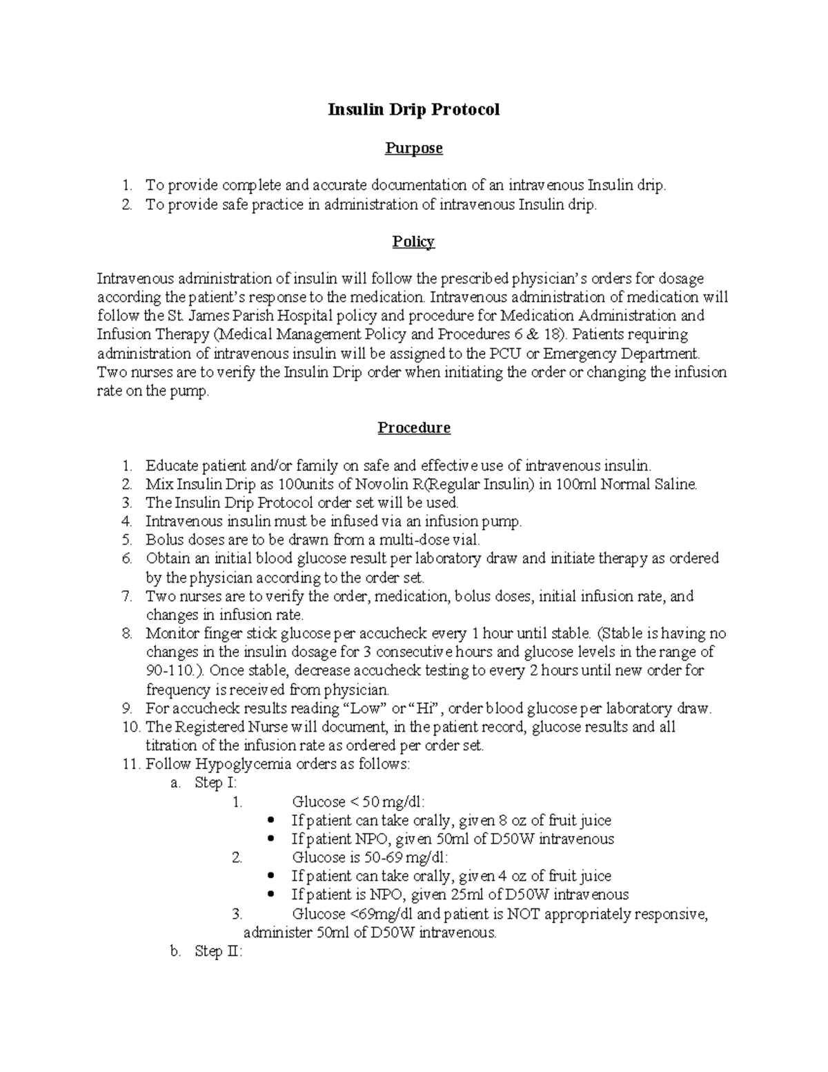 Insulin Drip Protocol: Safe Administration Guidelines and Procedures ...