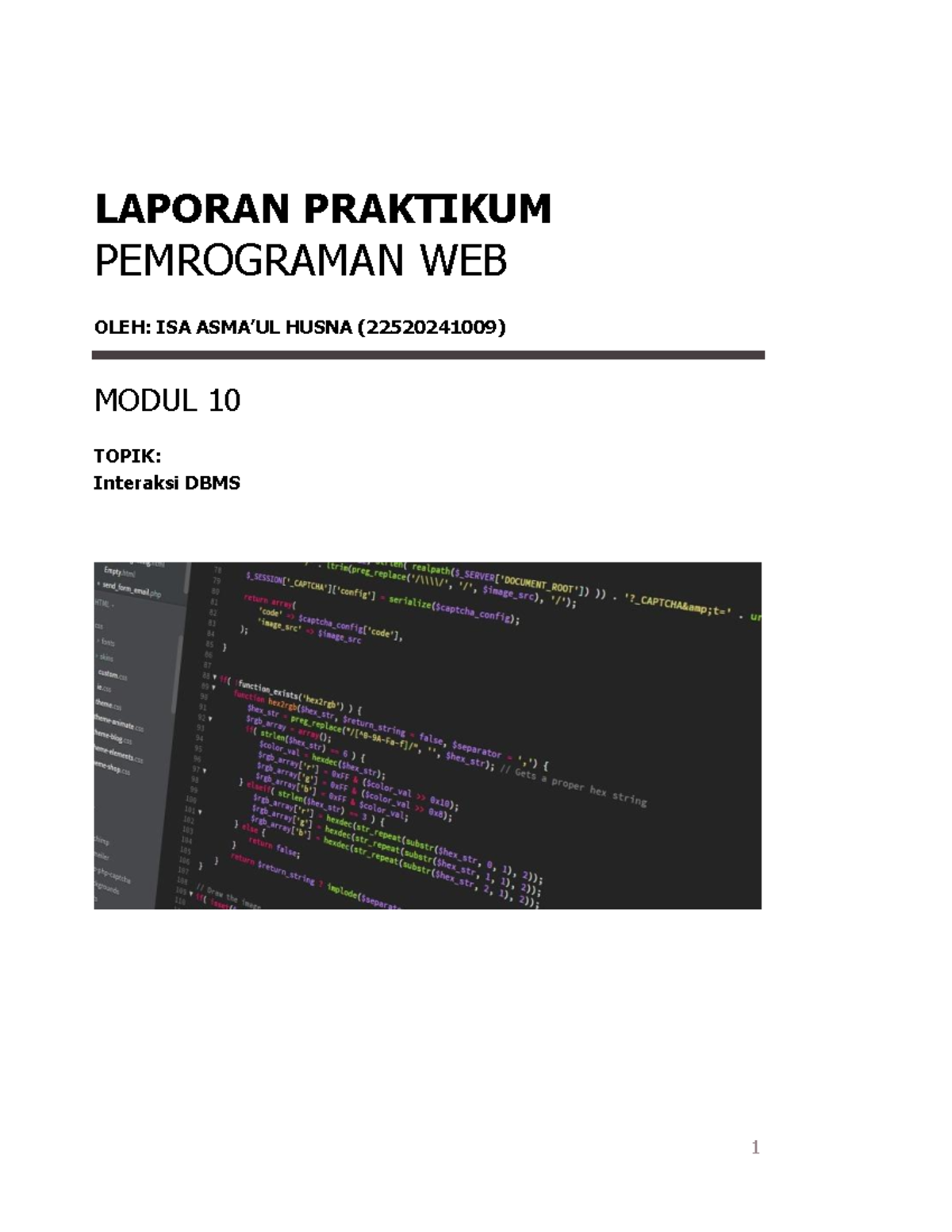 Laporan Praktikum Web Programming Modul 10: Interaksi DBMS 1 - Isa Husna - Studocu