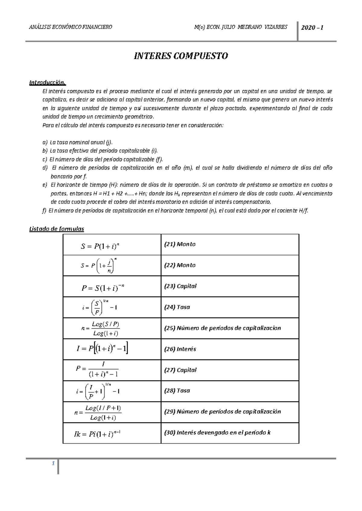 Repaso de Interés Compuesto en Matemáticas Financieras - Semana 1 - Studocu