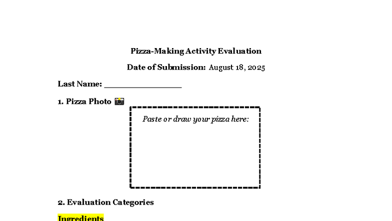 Pizza Making Activity Evaluation - Pizza-Making Activity Evaluation ...