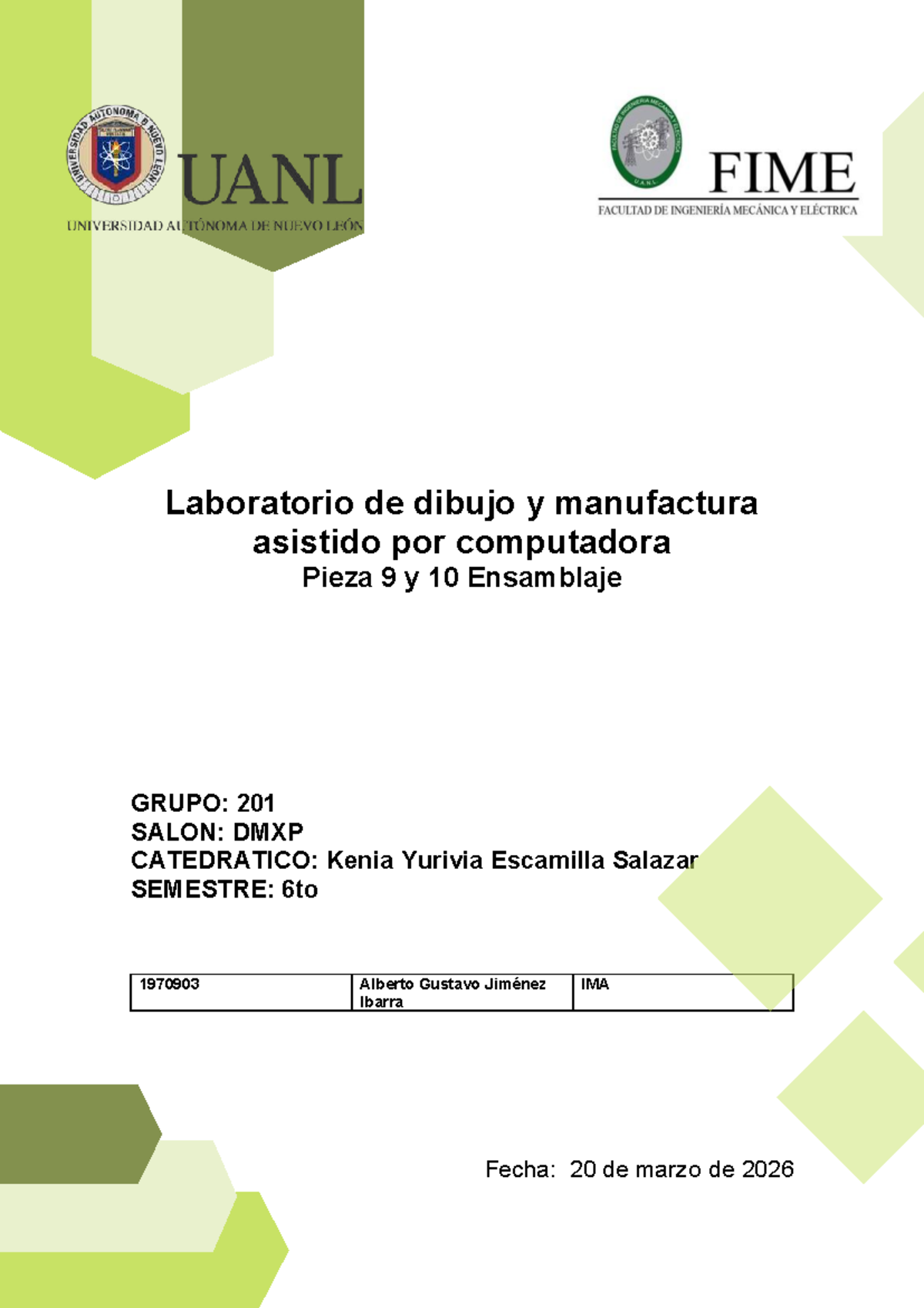 Laboratorio de Dibujo y Manufactura Asistida - Ensamblaje de Piezas 9 y ...