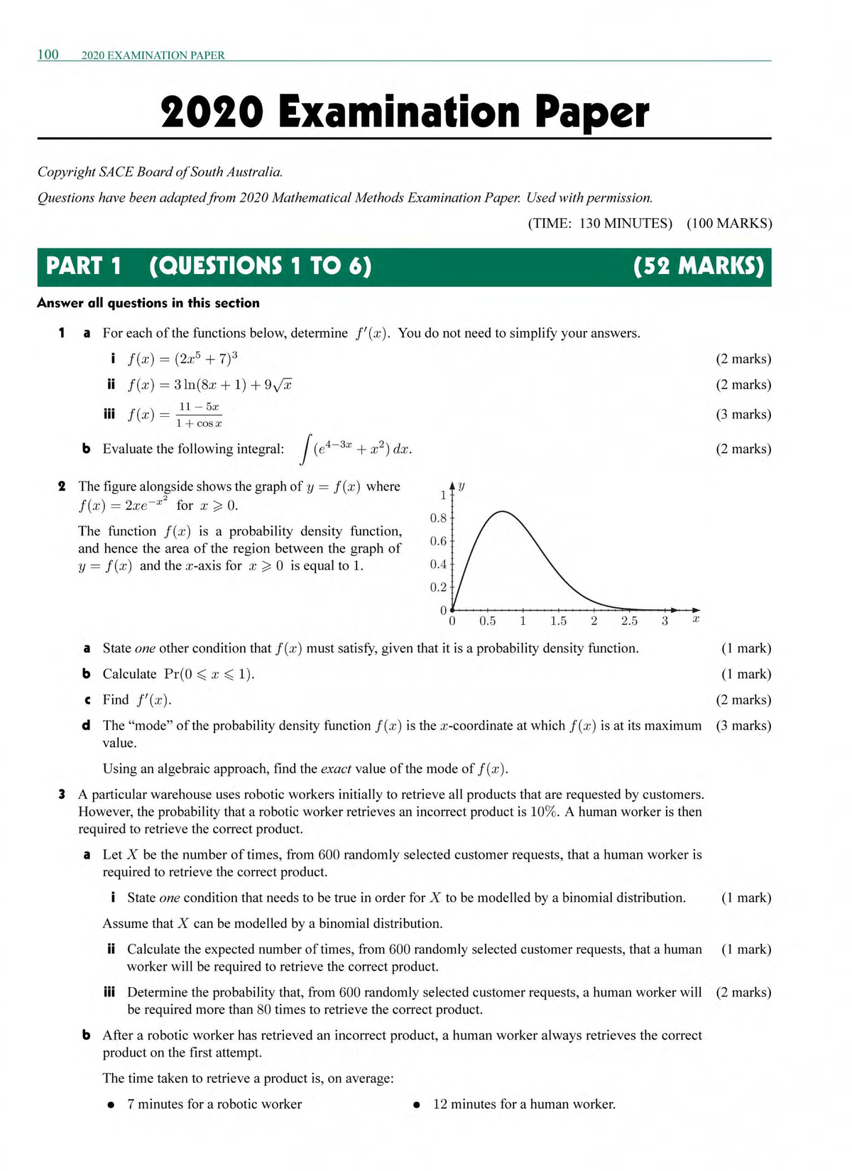 2020 Mathematical Methods Exam Paper Solutions: Detailed Answers - Studocu