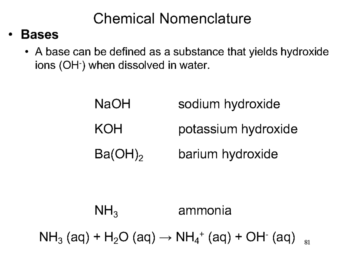 Chemical Nomenclature and Properties of Bases - Chem Lecture Notes ...