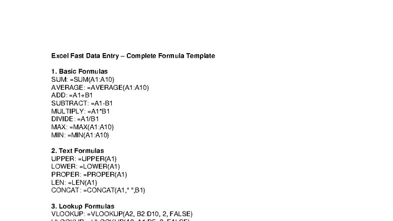 Excel Formula Template - Excel Fast Data Entry – Complete Formula ...