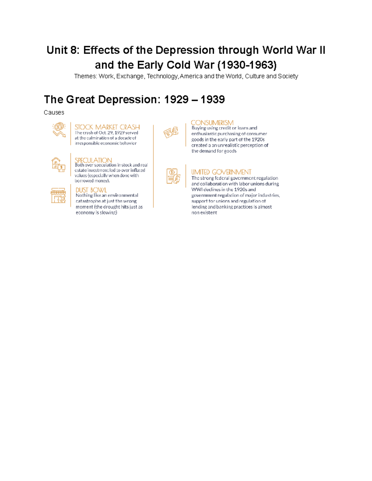 Apush Unit 8 Review - Unit 8: Effects of the Depression through World ...
