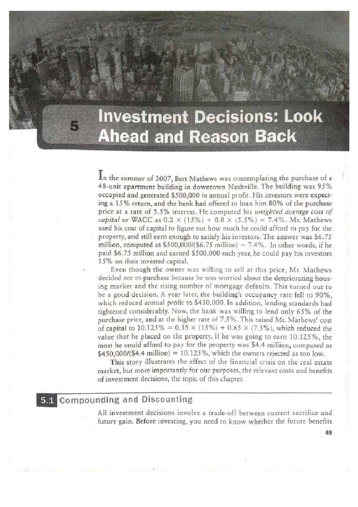 Chapter 5: Investment Decisions - Analyzing Costs and Benefits - Studocu