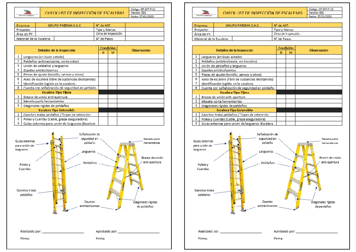 12. Inspección de Escaleras - CHECK LIST de Seguridad y Mantenimiento ...