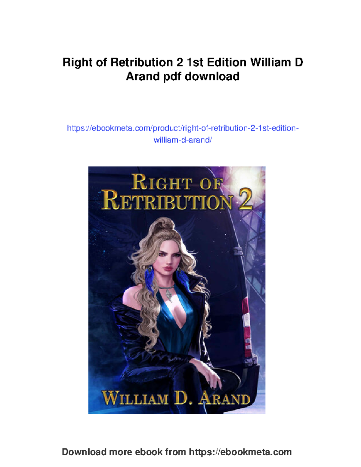 Right of retribution 2: 1st edition by William D. Arand pdf download - Studocu