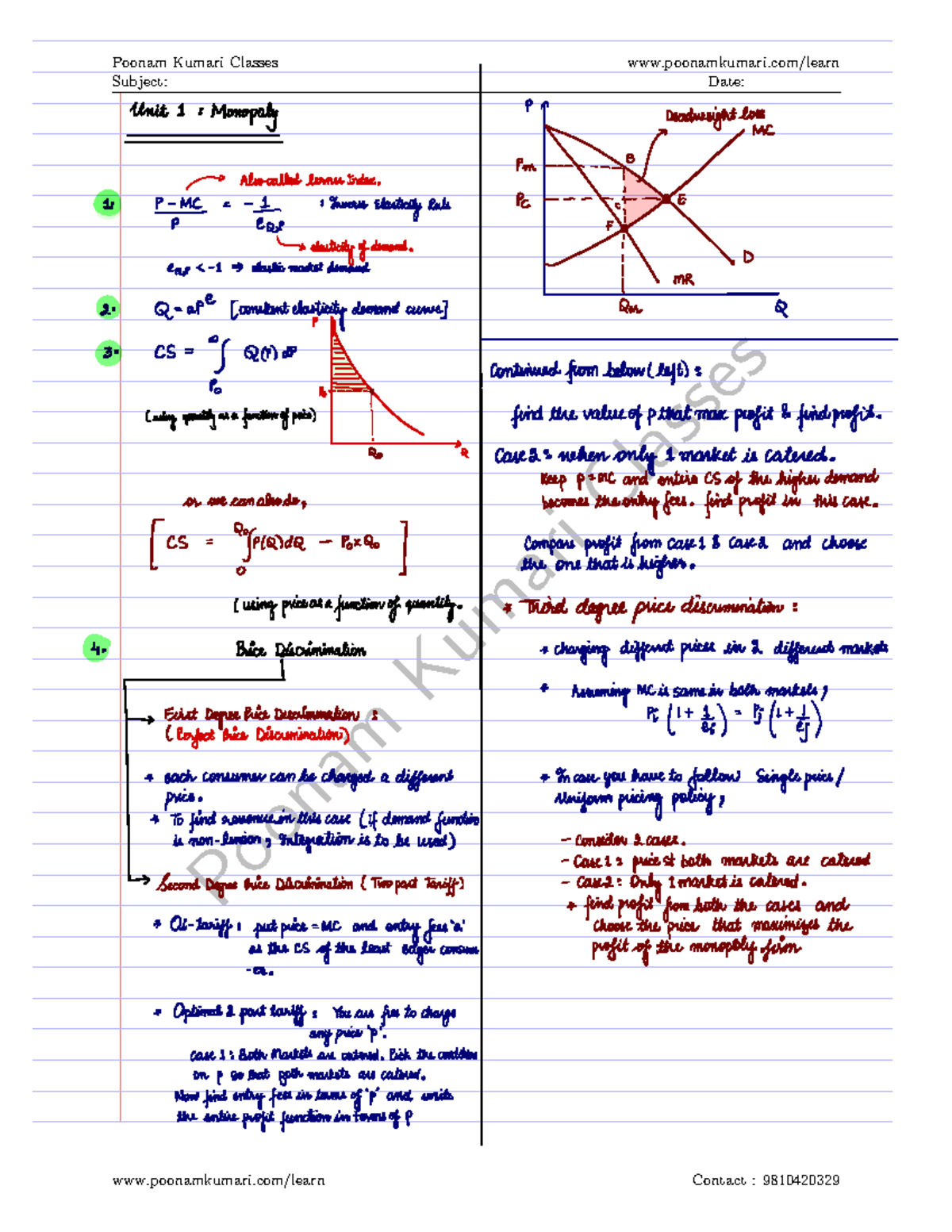 Intermediate Microeconomics 2: Formula Sheet for Units 1, 2, 4, and 5 ...
