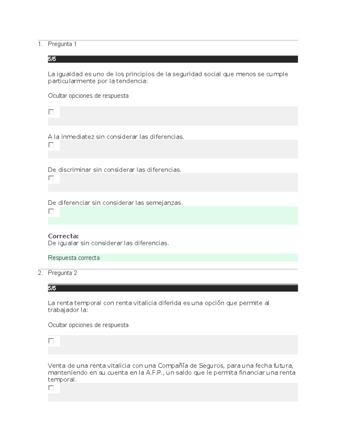 EXAMEN DE PREVISION SOCIAL - Preguntas y Respuestas Clave - Studocu