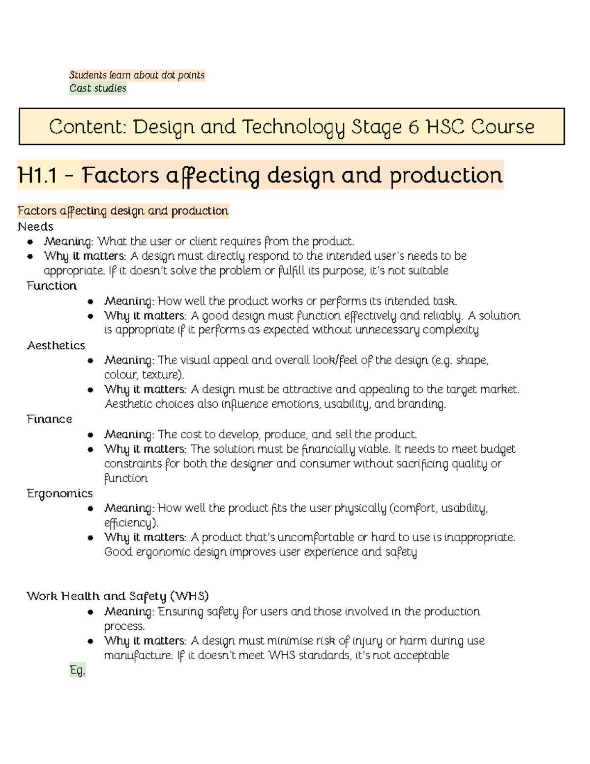 DT HSC Study Notes: Factors Influencing Design & Innovation - Studocu