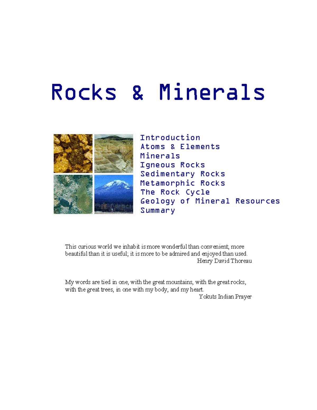 03. Rocks and minerals - Lecture notes 4 - Rocks & Minerals ...