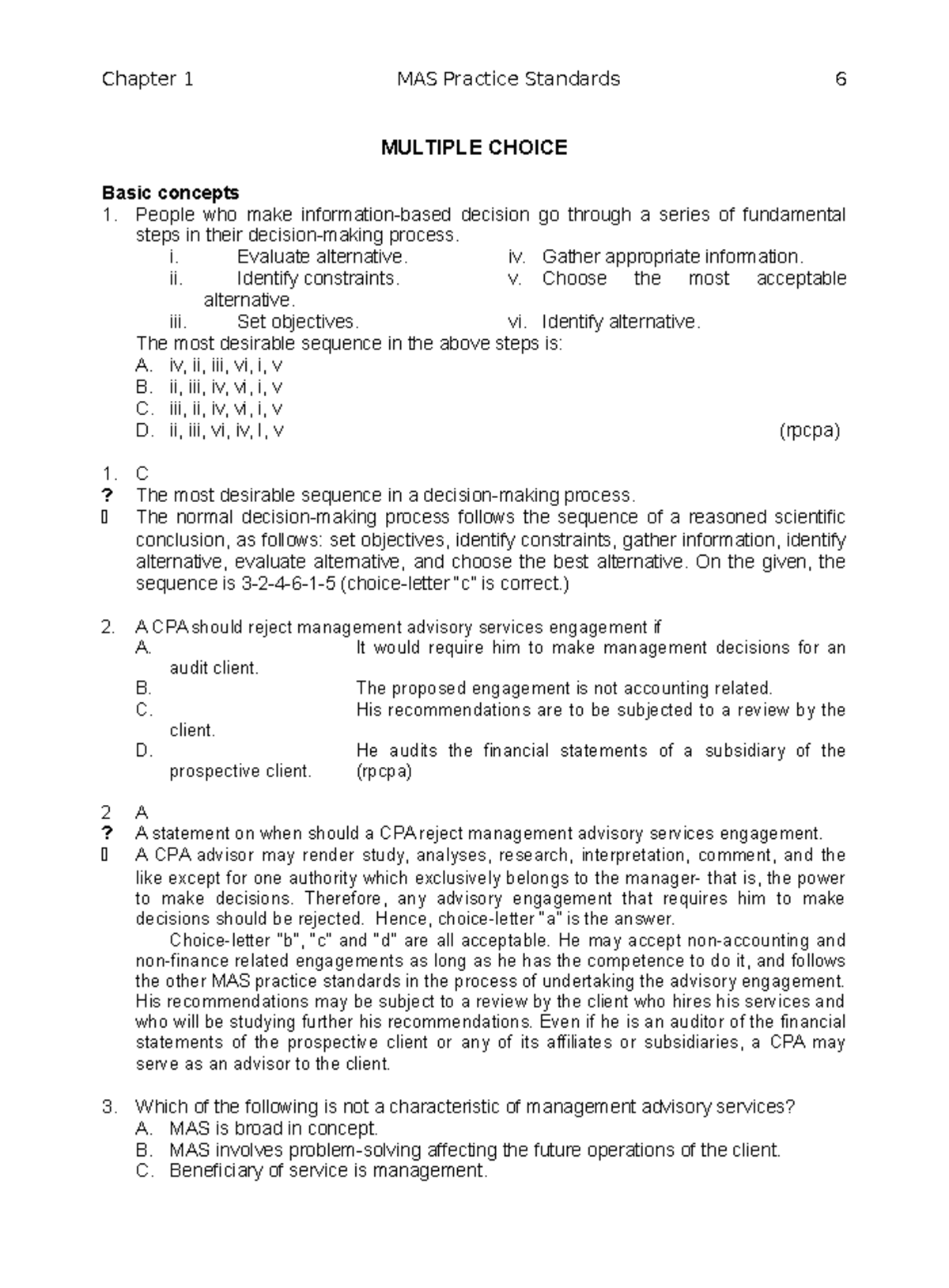 Chapter 1 solman MAS Agamata - MULTIPLE CHOICE Basic concepts People who make information-based ...