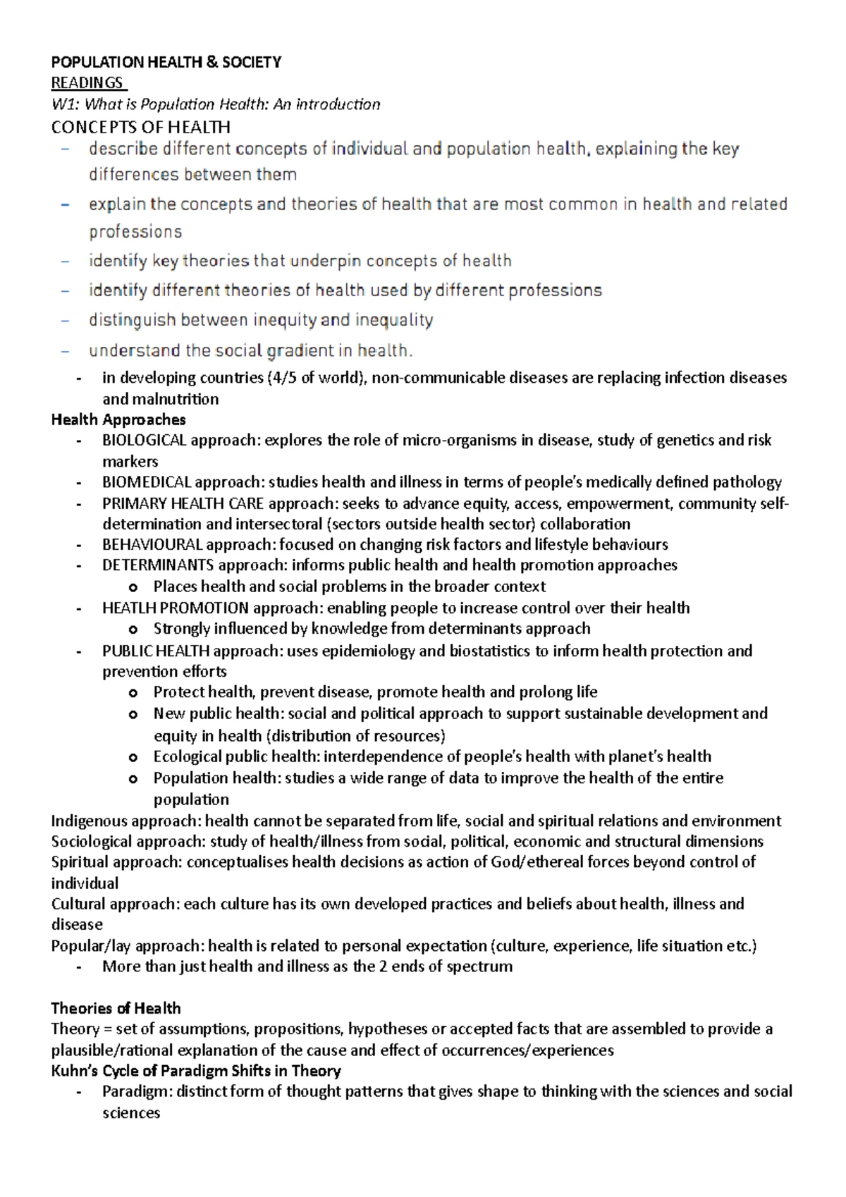 WK 1: Population Health - Understanding Health Contexts and Inequities ...