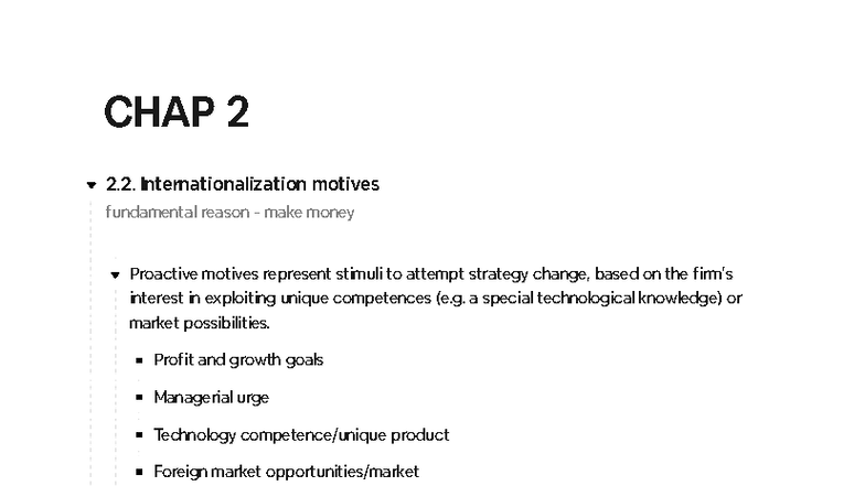 CHAP 2 - Internationalization Motives and Barriers Analysis - Studocu