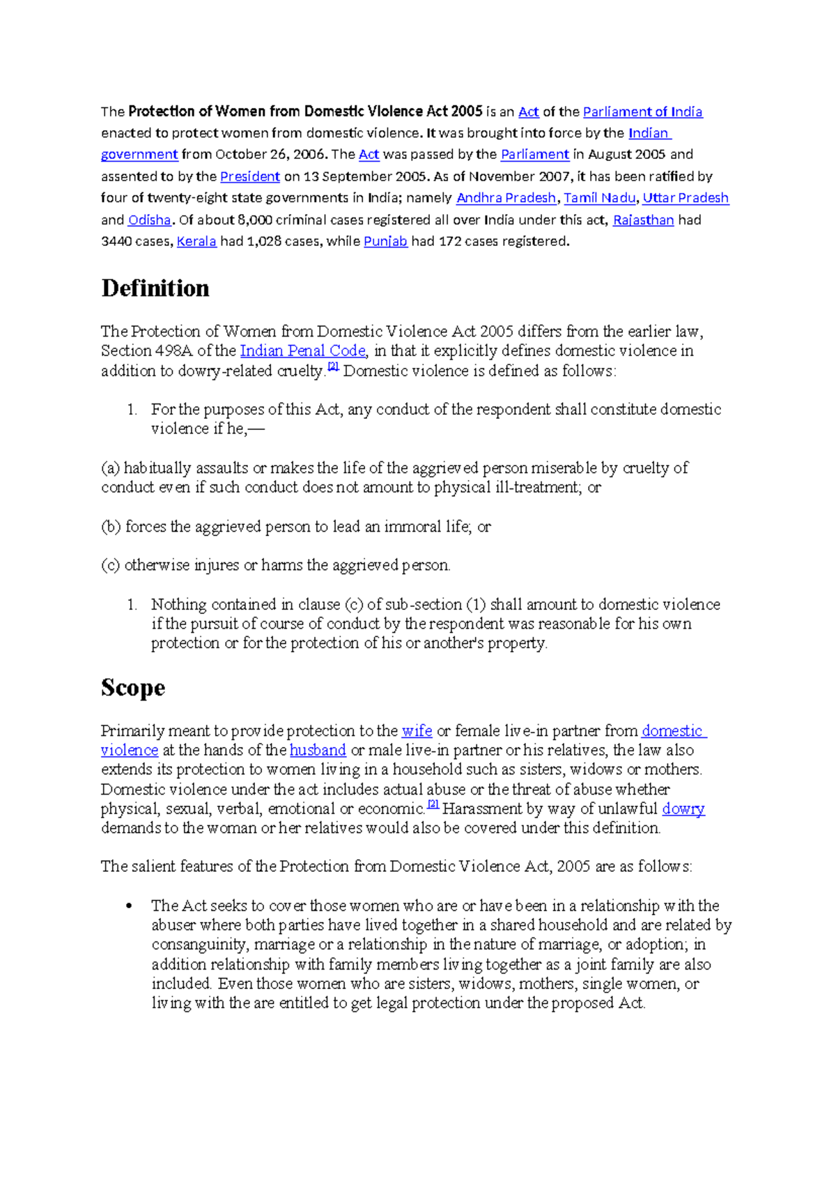 Protection of Women from Domestic Violence Act 2005 Overview - Studocu