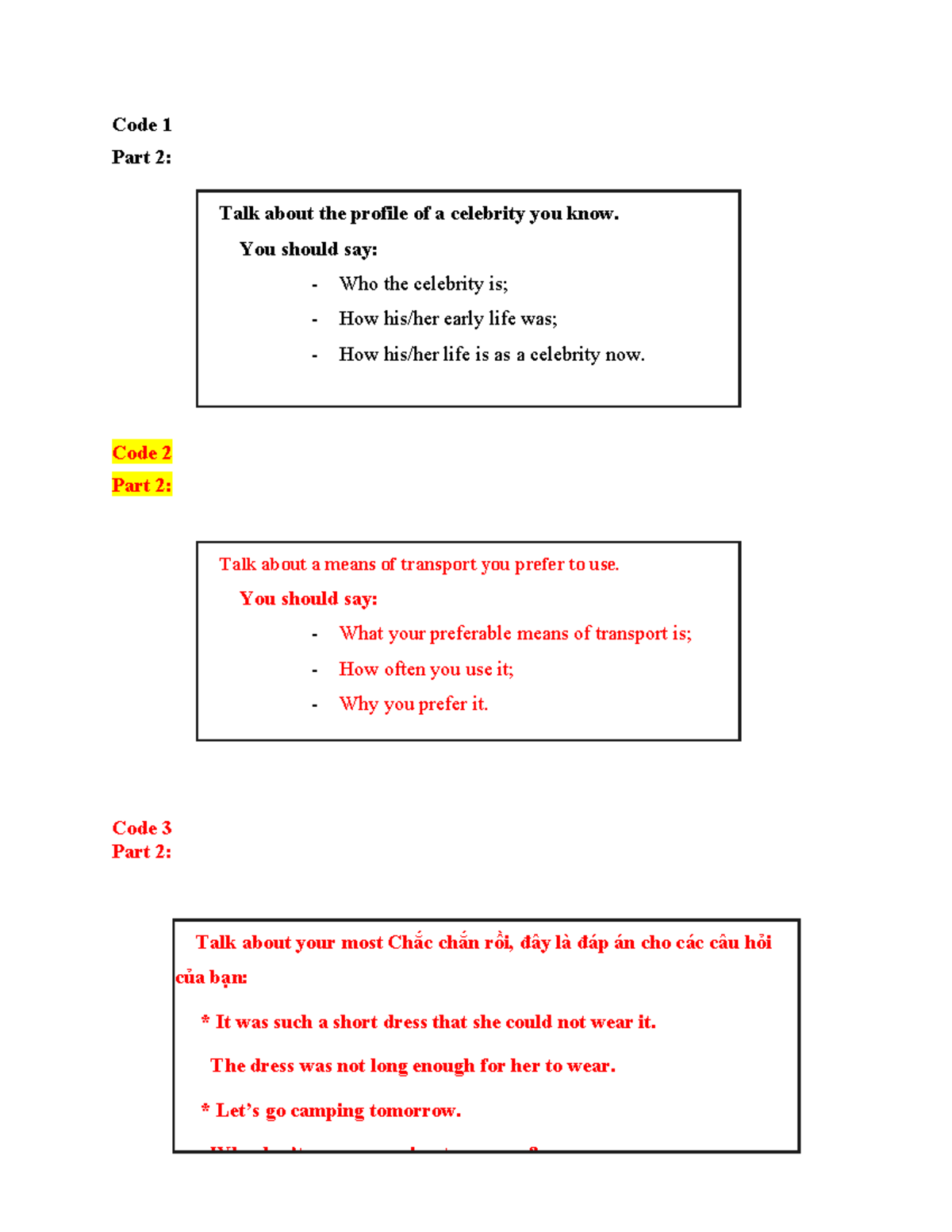 Speaking TA1.F2F 2022: Celebrity Profiles & Transport Preferences - Studocu