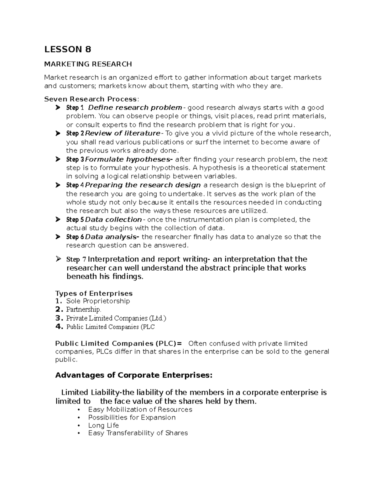 LESSON 8 MARKETING RESEARCH: Understanding Market Dynamics and Strategies - Studocu