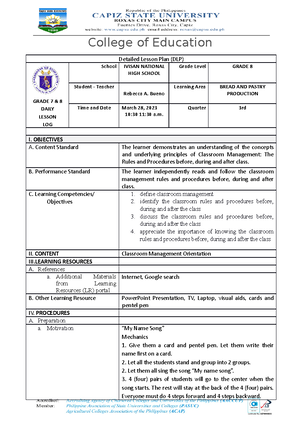 LP basic preparation of meat - A Detailed Lesson Plan in Prepare and ...