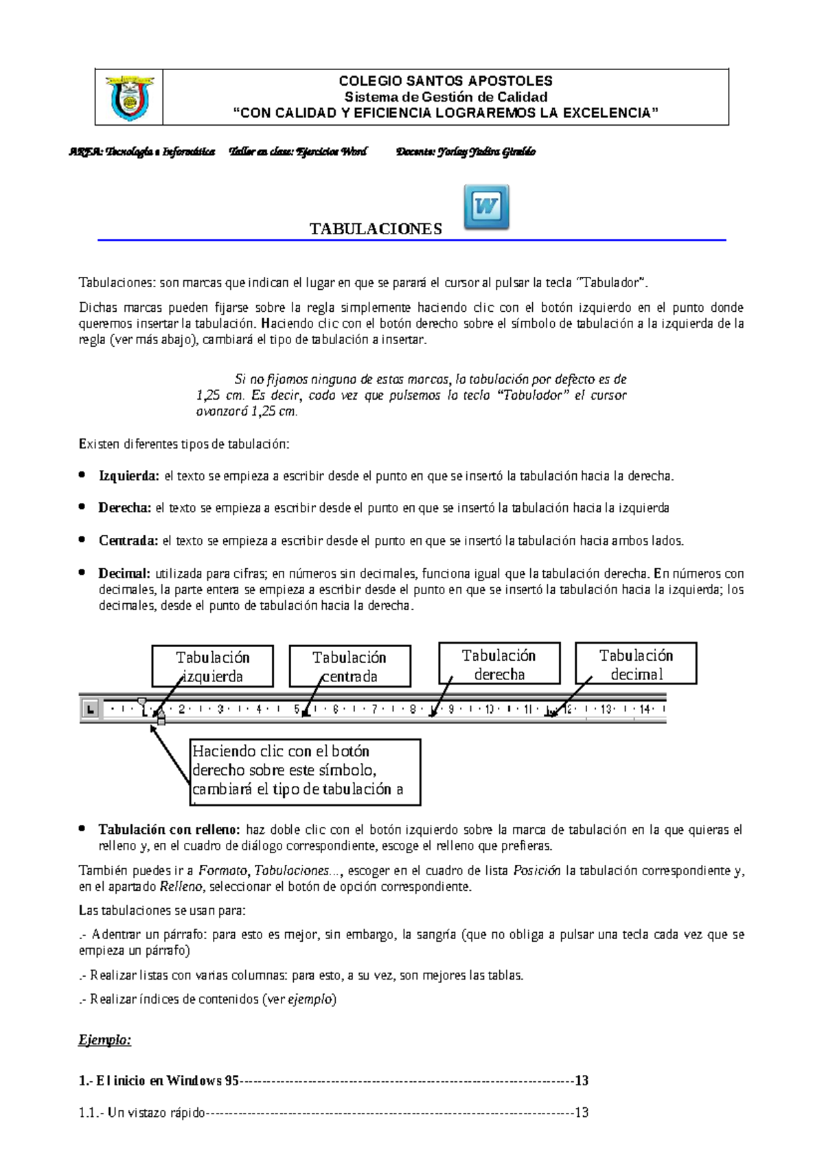 Ejercicios de Tabulaciones en Word - Tecnología e Informática - Studocu