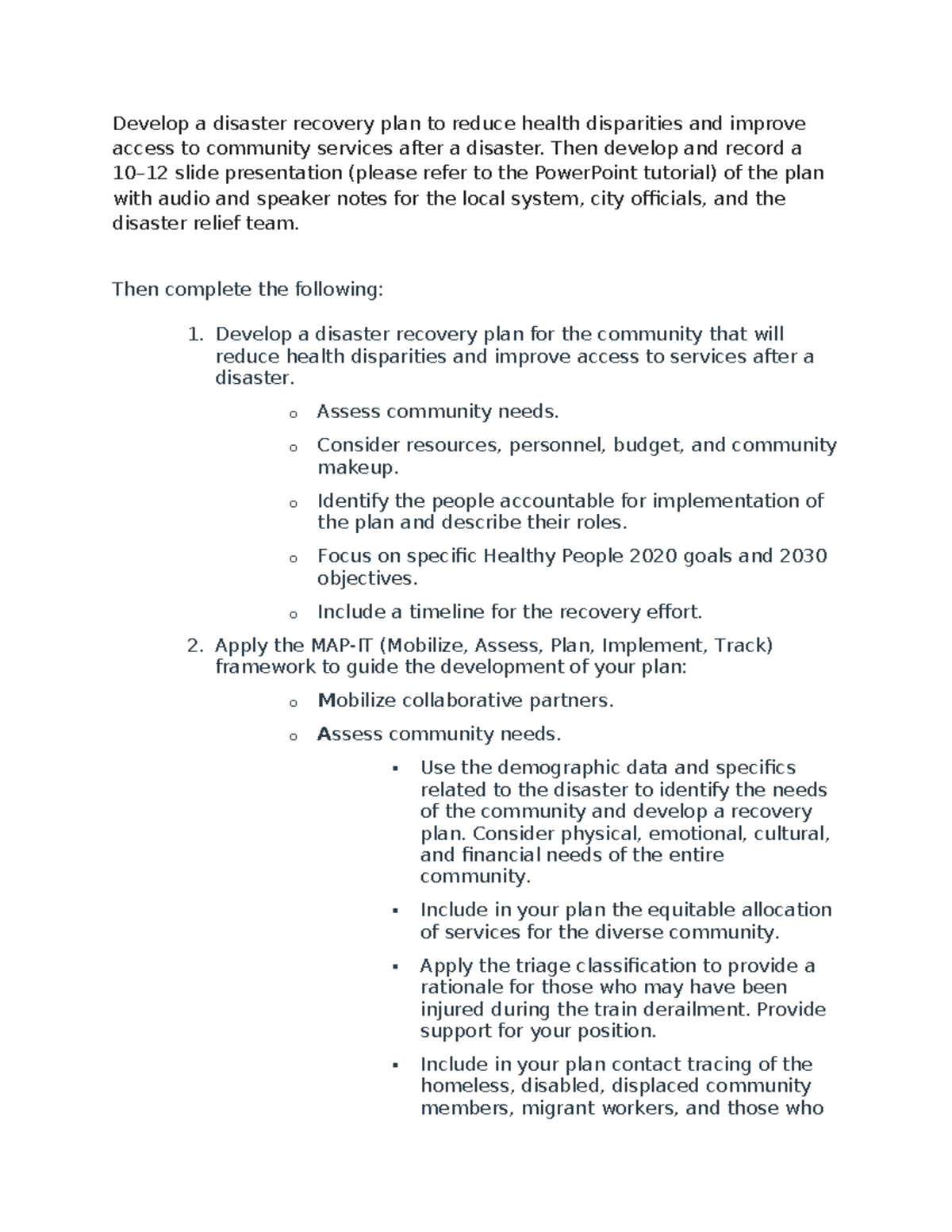 Disaster Recovery Plan Presentation: Reducing Health Disparities (HSC ...