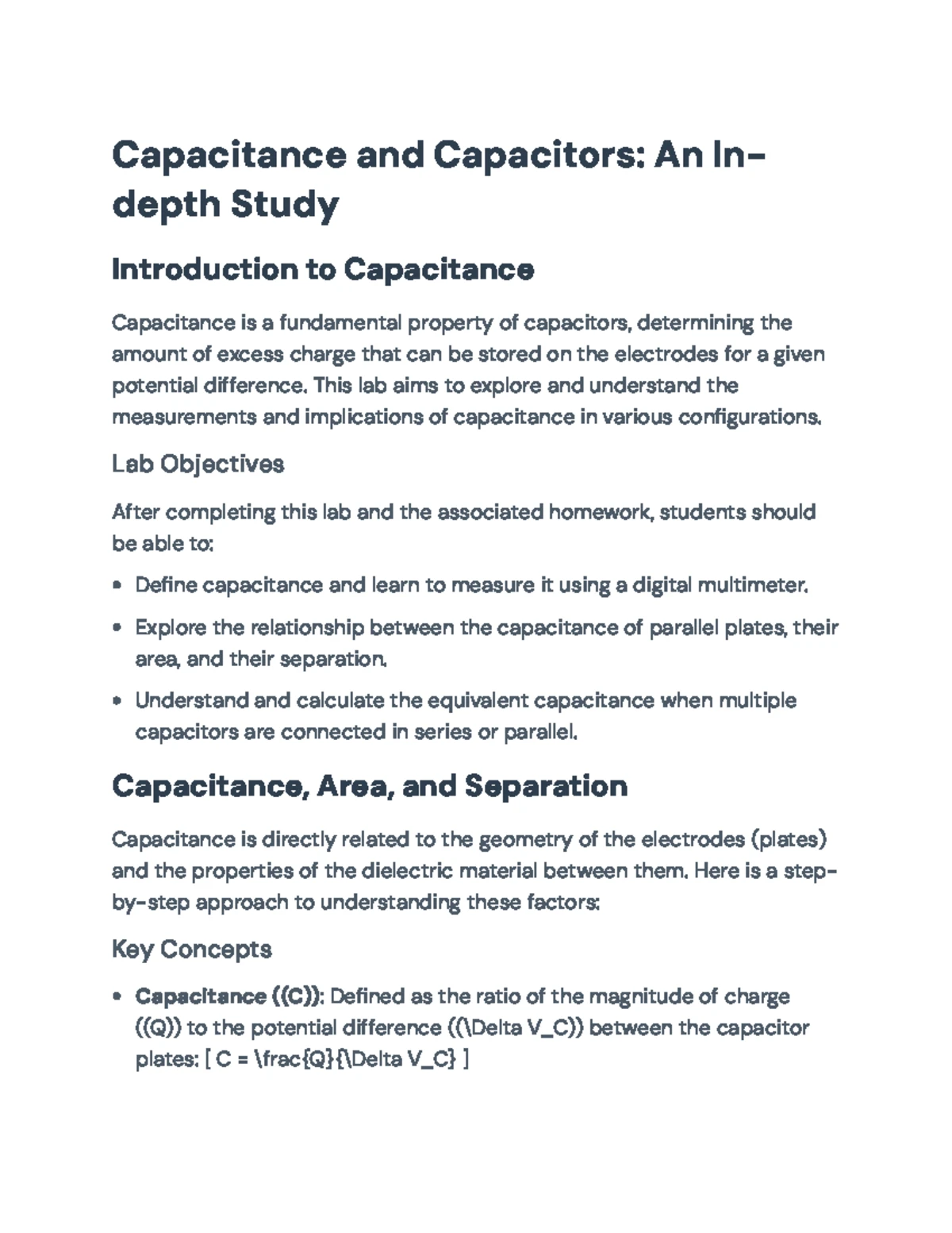 Capacitance Lab Report: Measuring Capacitors (PHYS 101) - Studocu